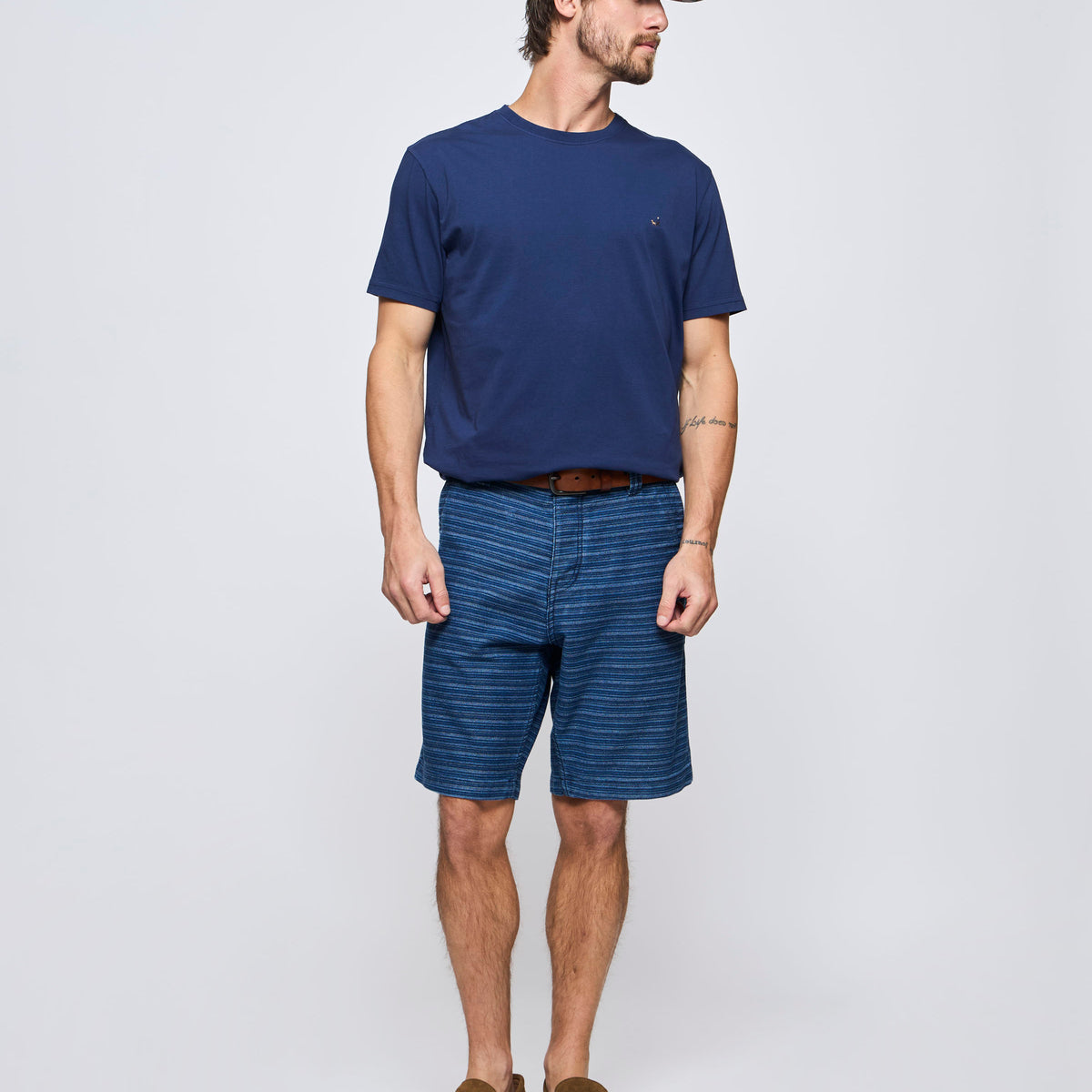Short Worker Algodón Indigo Striped Vintage – Saville Row