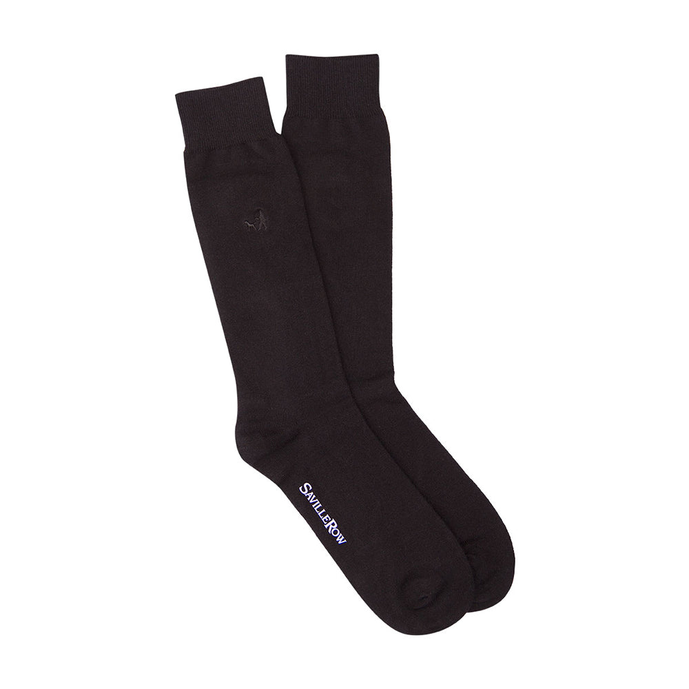 Calcetin Liso Clasico Largo Con Bordado – Saville Row